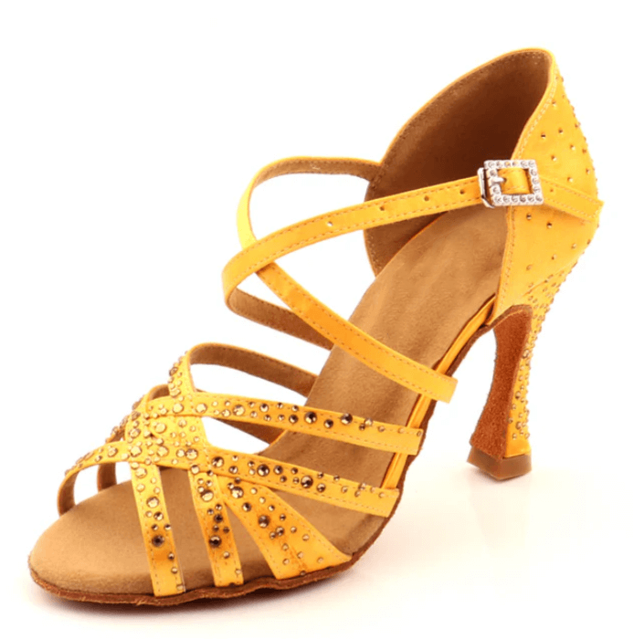 Women Diamant Dance Shoes Yellow Dancing Heels – TTdancewear