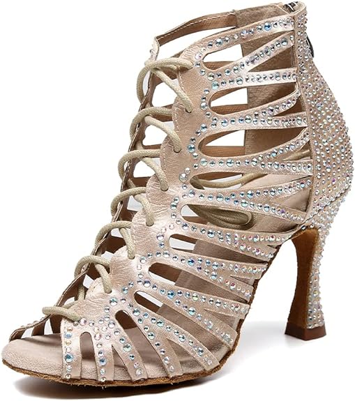 Sparkly Dance Shoes Nude Rhinestone Dance Boots – TTdancewear