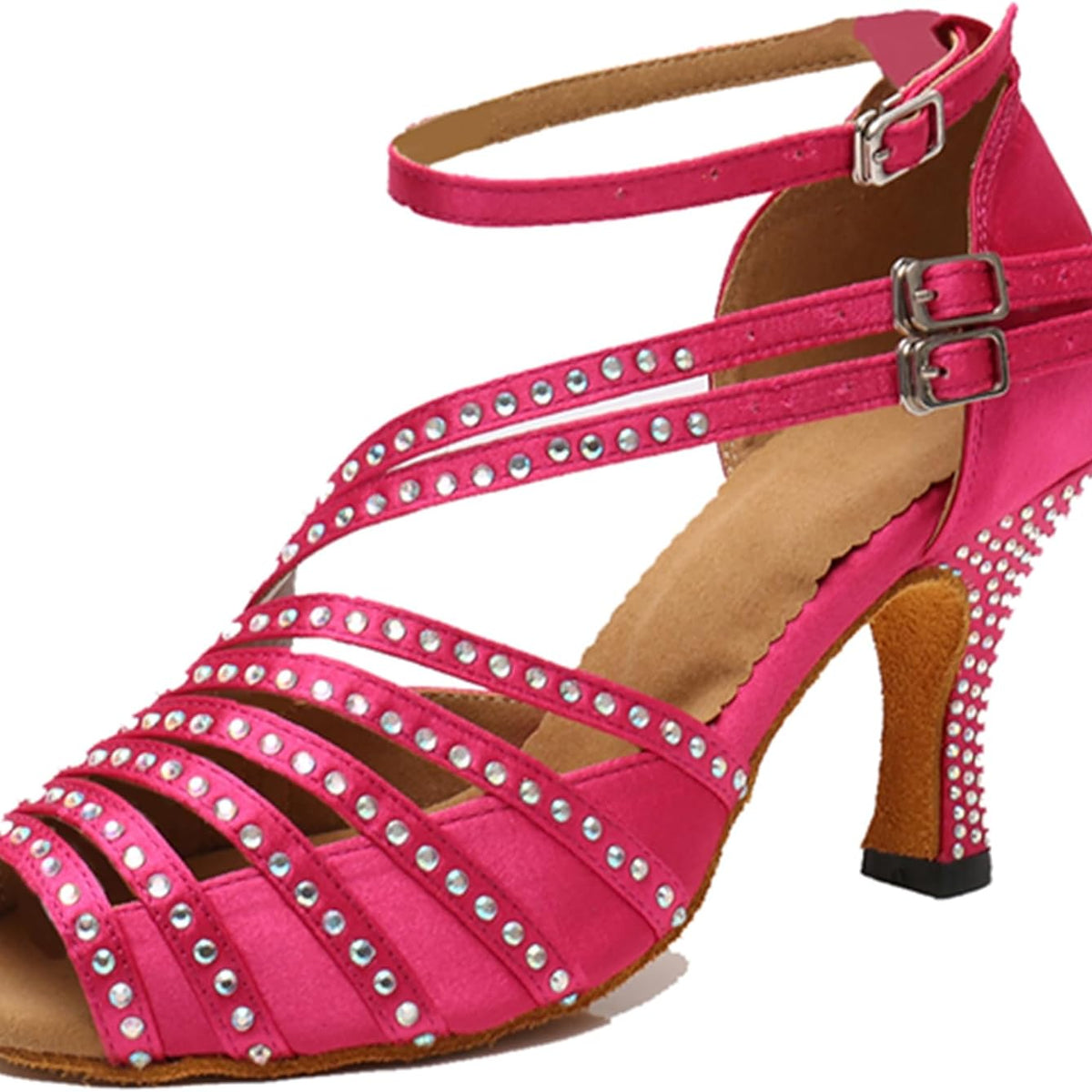 Rhinestone Dance Shoes Salsa Dancing Shoes Pink Color – TTdancewear