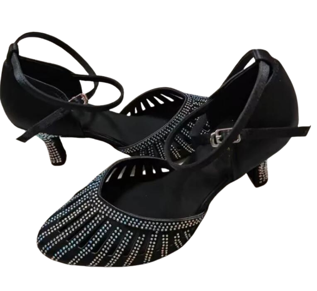 Black Rhinestone Ballroom Closed Toe Standard Waltz Dance Shoes ...