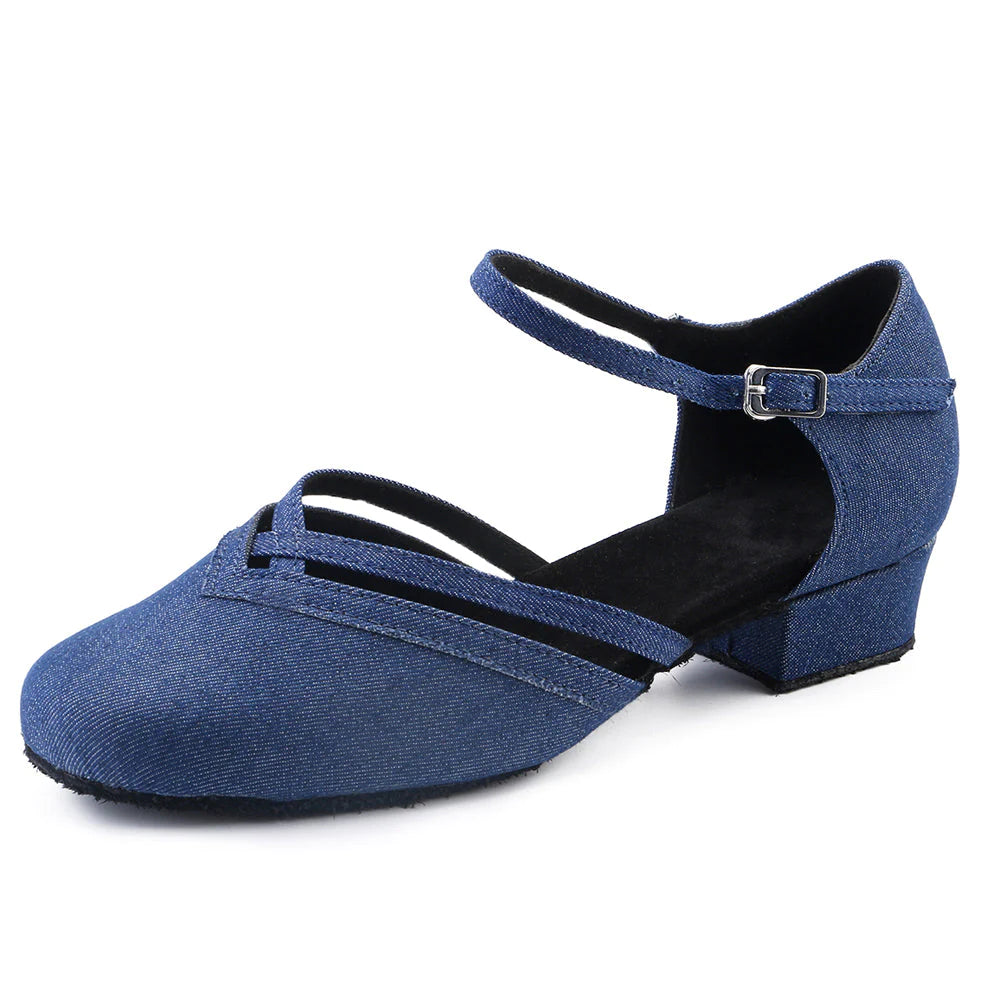 Swing Dance Shoes for Women Closed Toe Low Heel Denim – TTdancewear