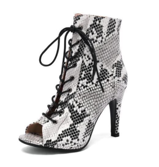Snakeskin Print Jazz Dance Boots Lace Up Dance Booties – TTdancewear