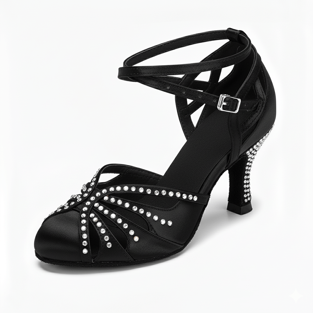 Ballroom Waltz Dancing Shoes Closed Toe Black Rhinestone – TTdancewear