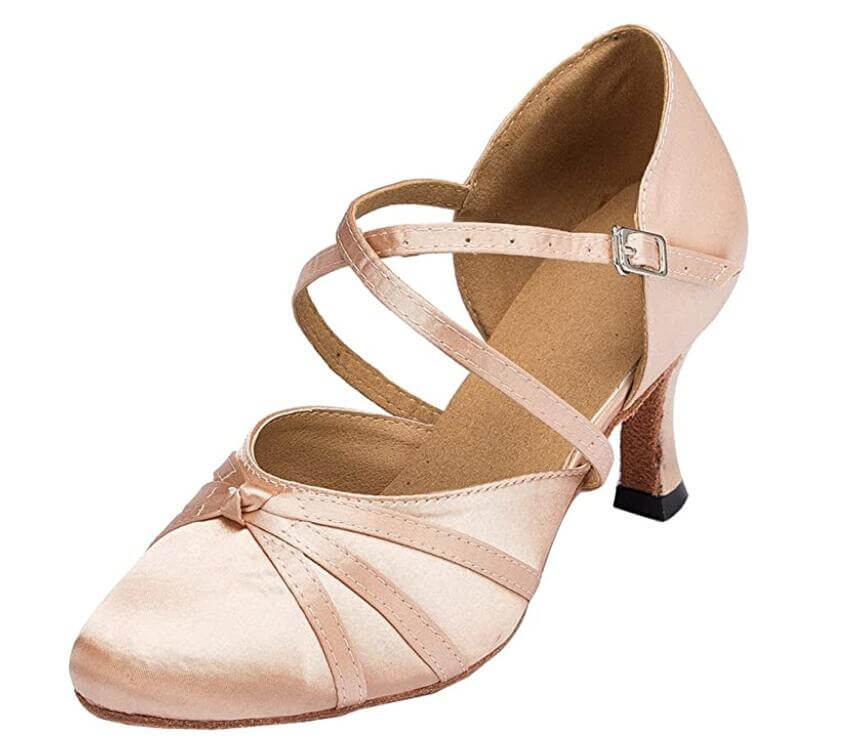 Nude Satin Closed Toe Ballroom Wedding Latin Salsa Dance Shoes ...