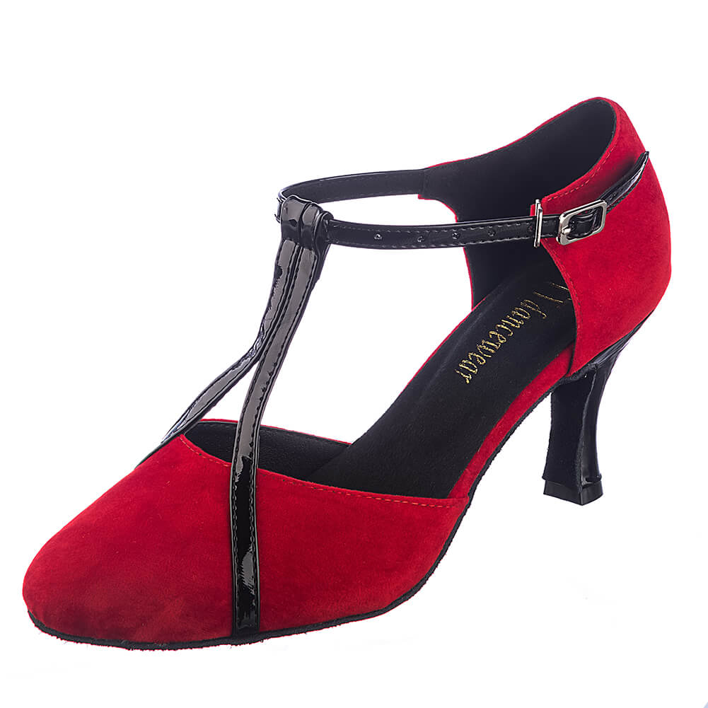 Red Velvet Ballroom Closed Toe Latin Salsa Dance Shoes – TTdancewear