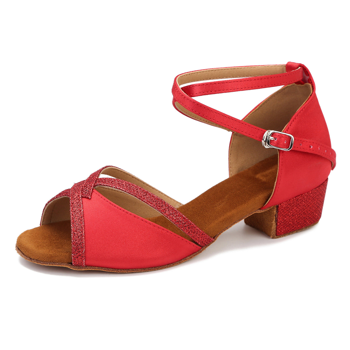 Red Ballroom Dance Shoes Latin Salsa Dancing Shoes Low 1.5inch Cuban H ...