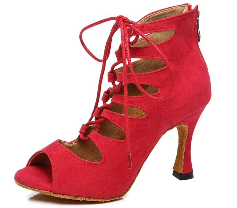 Red Suede Dance Boots Salsa Social Dance Shoes – TTdancewear