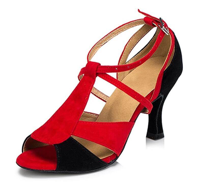 Red and Black Suede Ballroom Dance Shoes Latin Salsa Dance Shoes ...