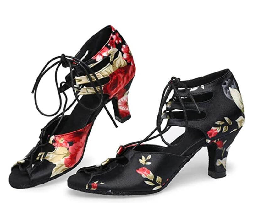 Flower Satin Lace Up Latin Salsa Bachata Dance Heels – TTdancewear
