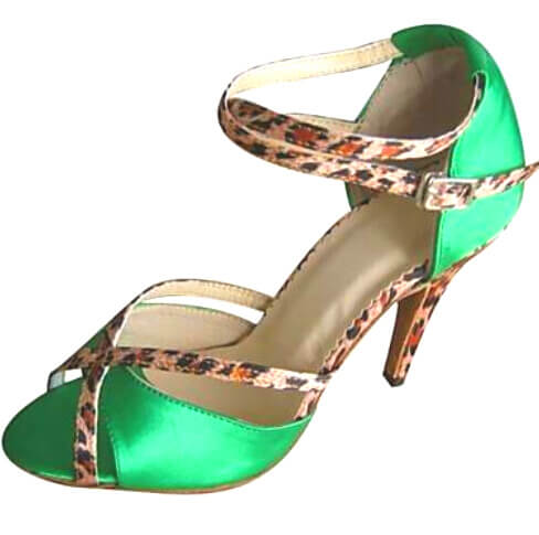Green Satin Ballroom Dance Sandal Latin Salsa Dance Shoes – TTdancewear